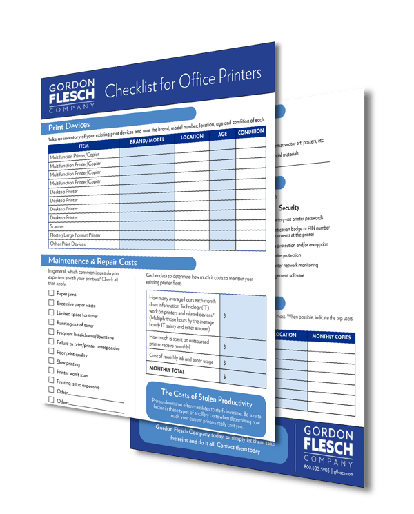 Office Printer Checklist | Gordon Flesch Company