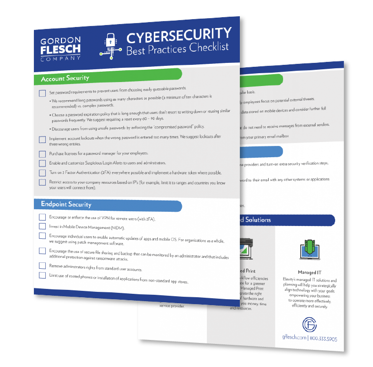 Cybersecurity Best Practices Checklist | Gordon Flesch Company Cybersecurity Best Practices Checklist | Gordon Flesch Company